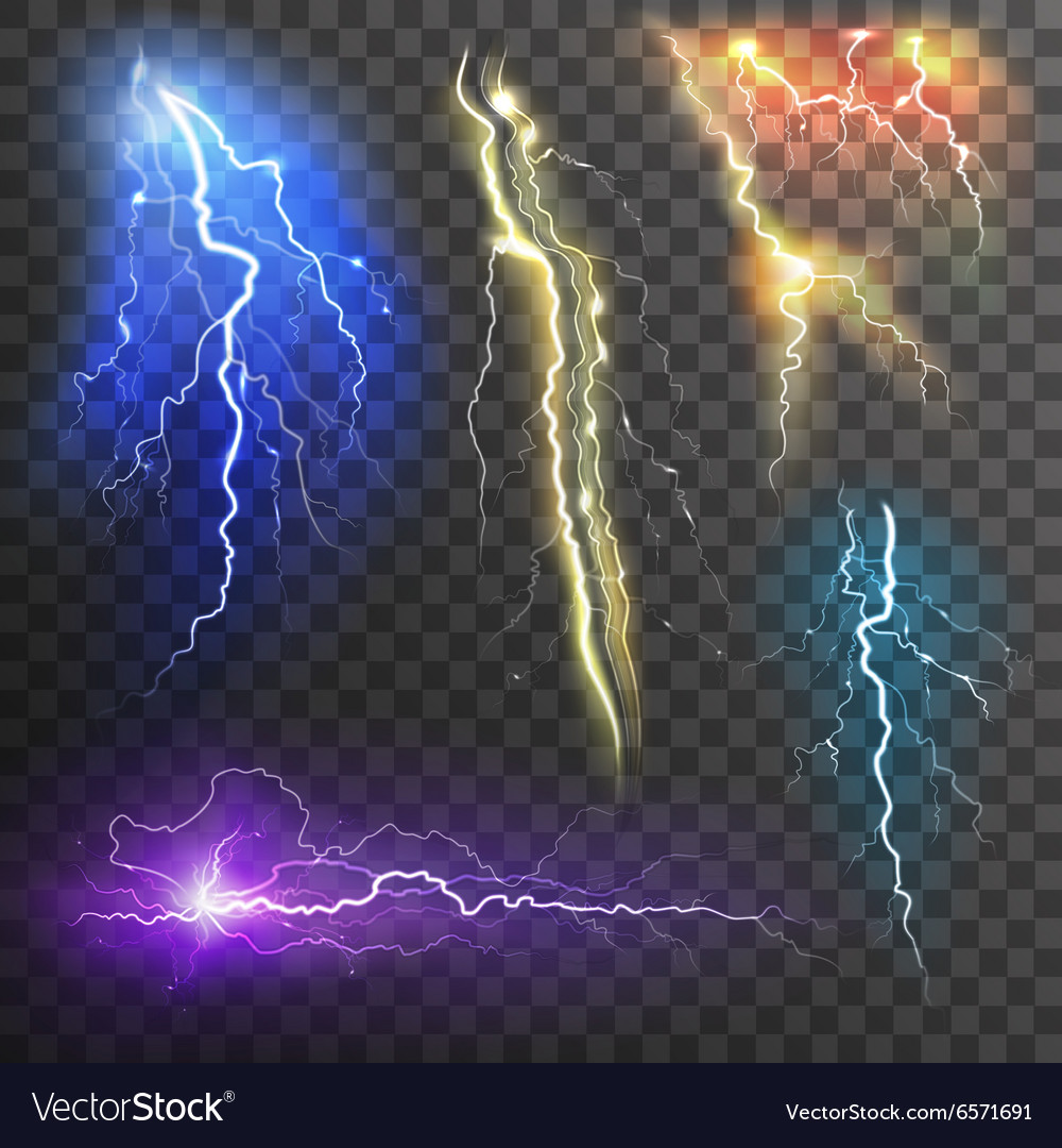 Lightning Transparent Set Royalty Free Vector Image