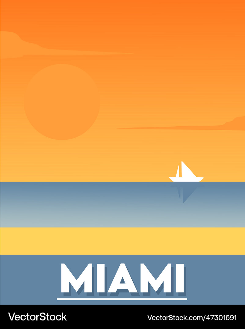 Miami city with beautiful view Royalty Free Vector Image