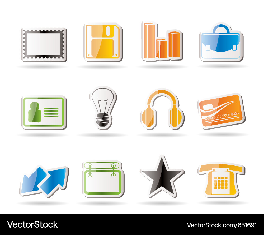 Office and business icons Royalty Free Vector Image