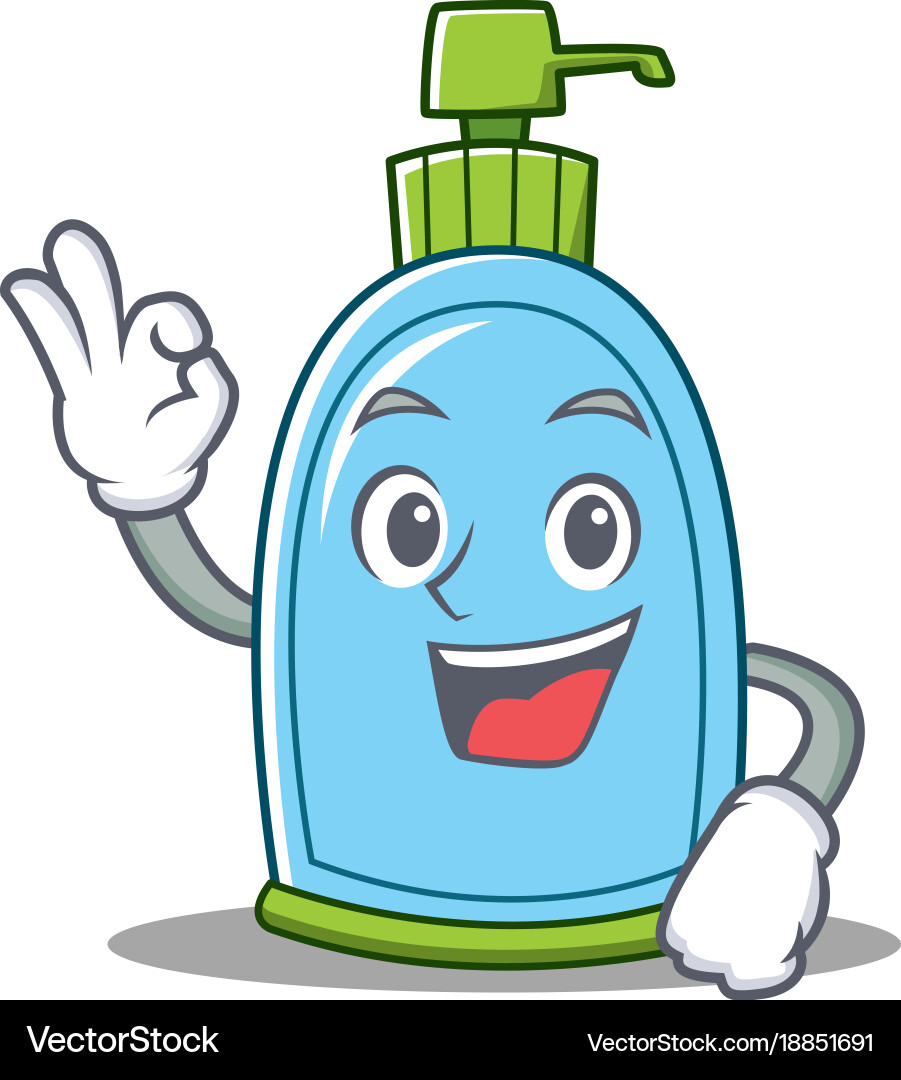 Okay liquid soap character cartoon Royalty Free Vector Image