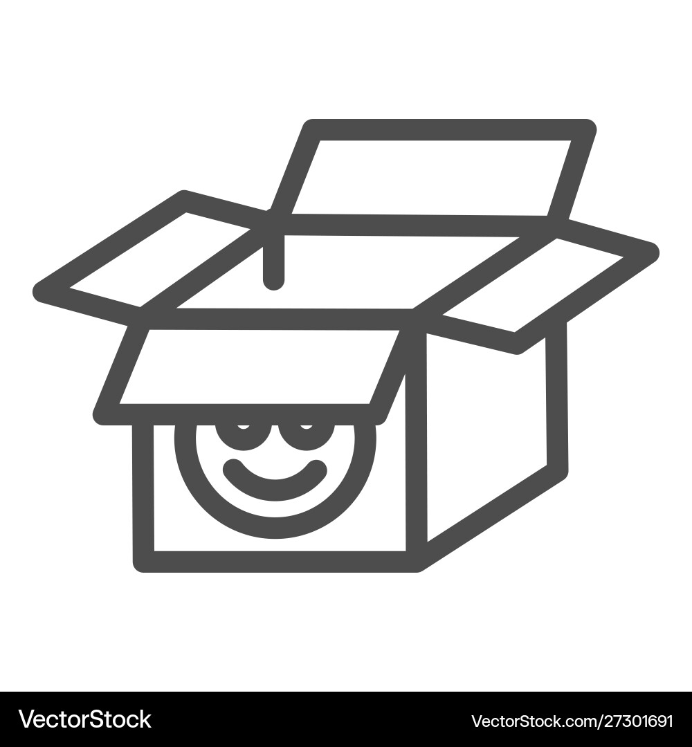 Open cardboard box line icon paper box Royalty Free Vector