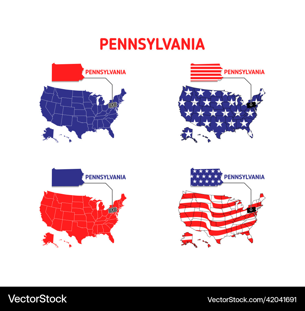 Pennsylvania map with usa flag design Royalty Free Vector
