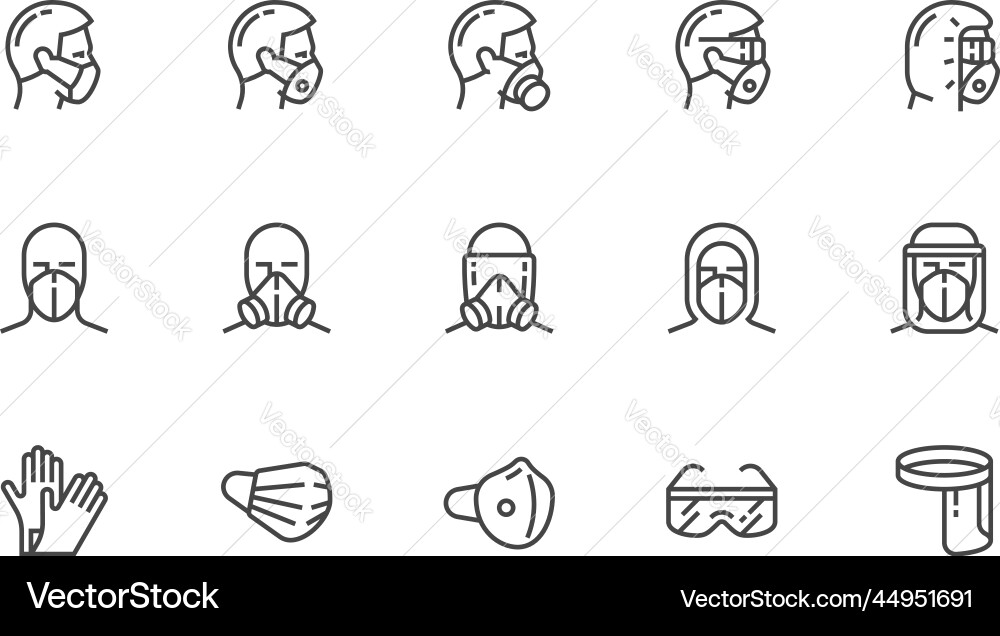 Personal protective equipment line icons Vector Image