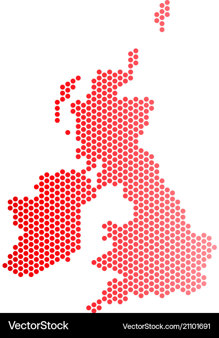 Red dotted great britain and ireland map Vector Image