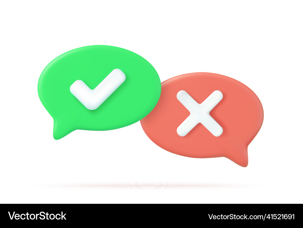 Tick check mark and cross mark symbols Royalty Free Vector