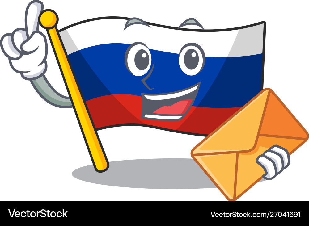 With envelope flag russian stored in cartoon Vector Image