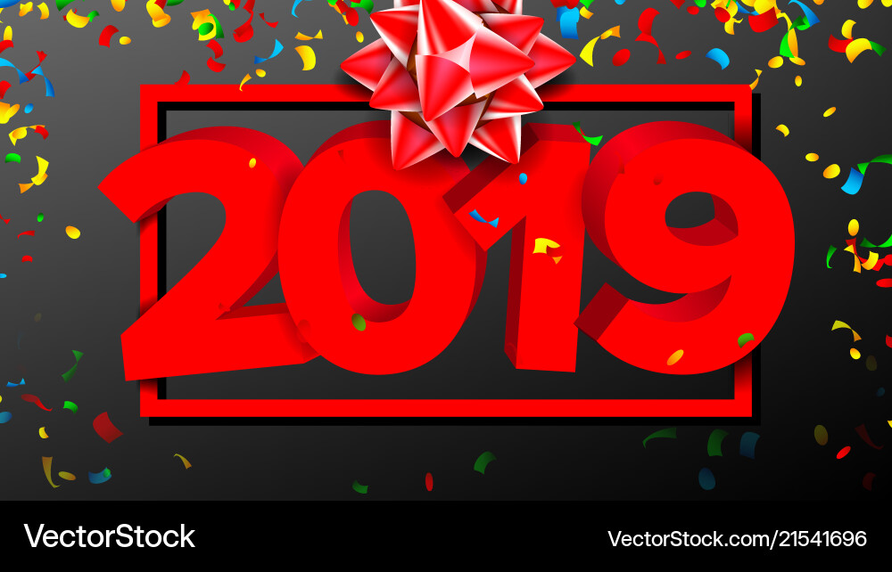 2019 3d sign sign numbers 2019 modern Royalty Free Vector