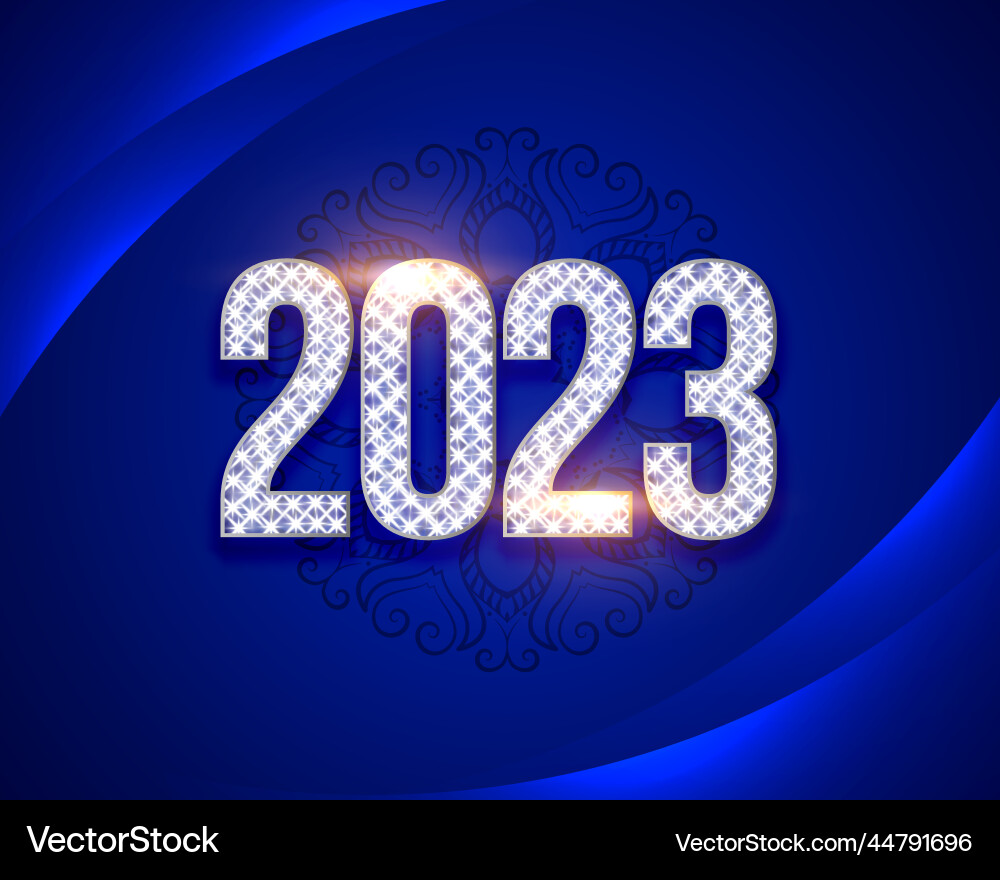 2023 number in silver sparkle text effect new Vector Image