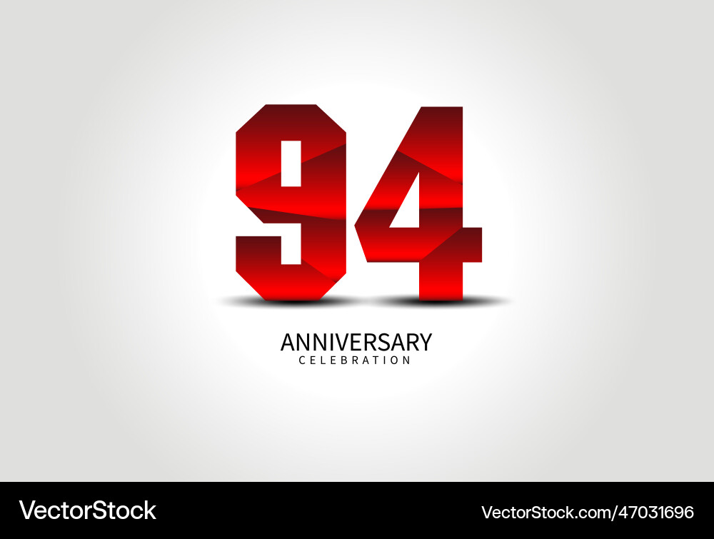 94 year anniversary celebration logo red Vector Image
