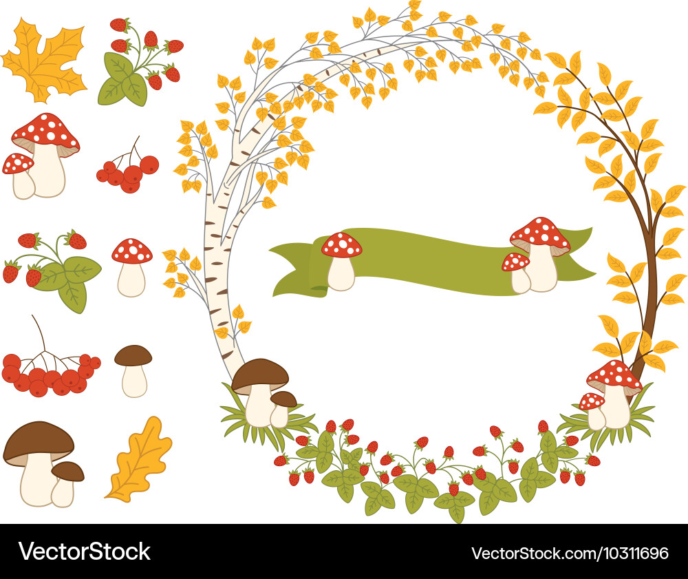 Autumn Forest Set Royalty Free Vector Image - VectorStock