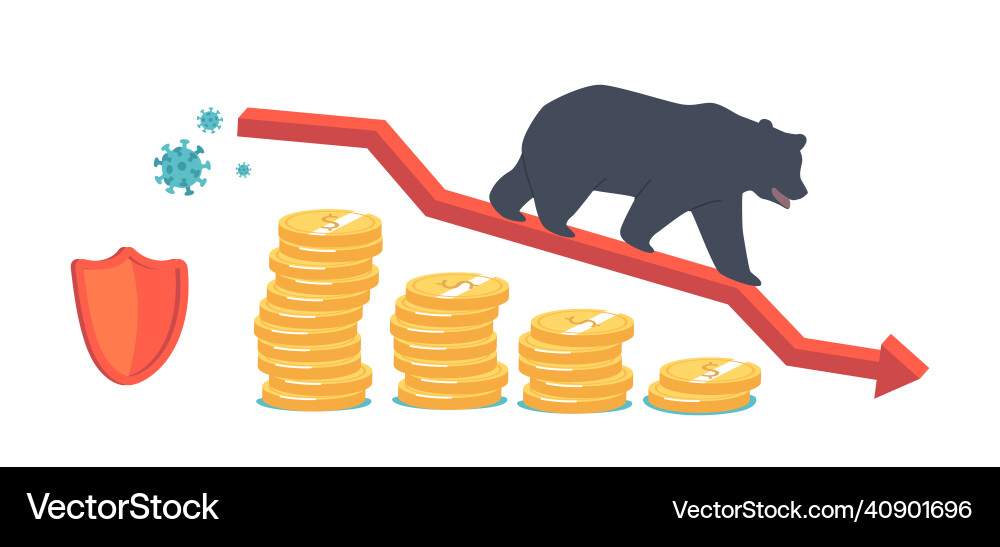 Bear go down with drop arrow chart and decrease Vector Image