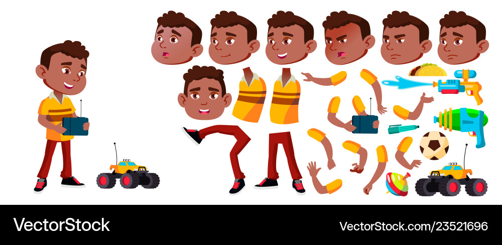 Black afro american kindergarten kid Royalty Free Vector