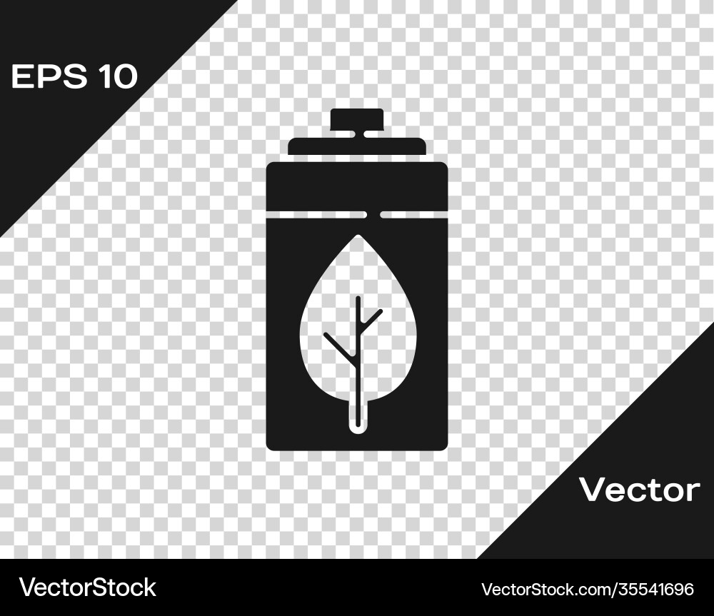 Black eco nature leaf and battery icon isolated Vector Image