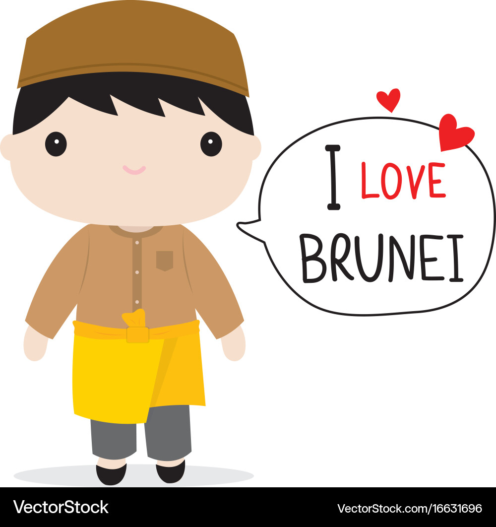 Brunei men national dress cartoon Royalty Free Vector Image
