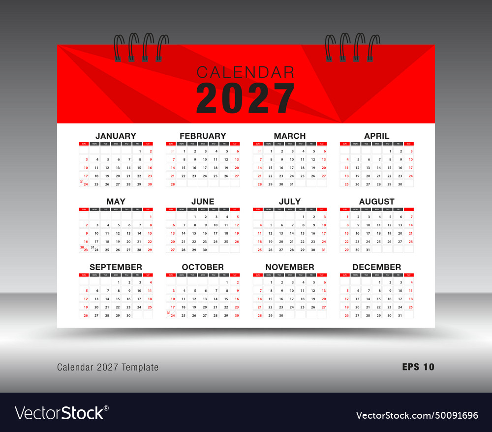 Calendar 2027 template 12 months yearly Royalty Free Vector Calendar 2027 template 12 months yearly Royalty Free Vector