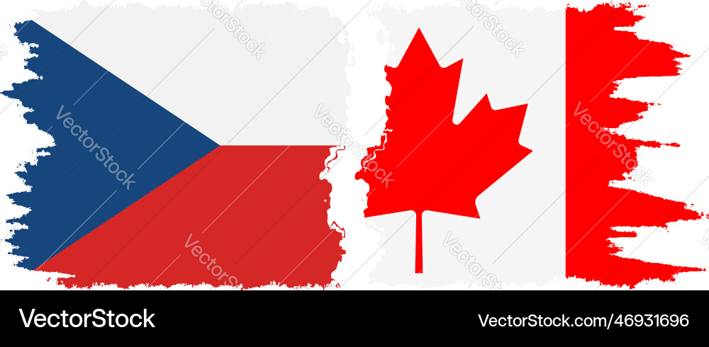 Canada and czech republic grunge flags connection Vector Image