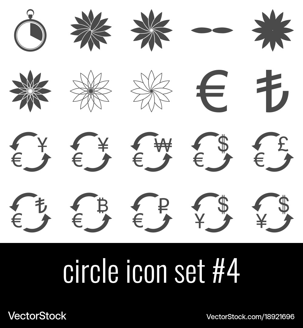 Circle icon set 4 gray icons on white background Vector Image