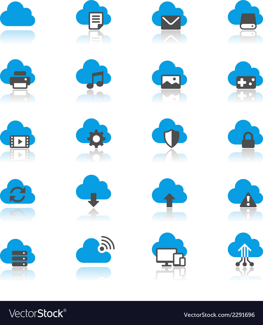 Cloud computing flat with reflection icons Vector Image