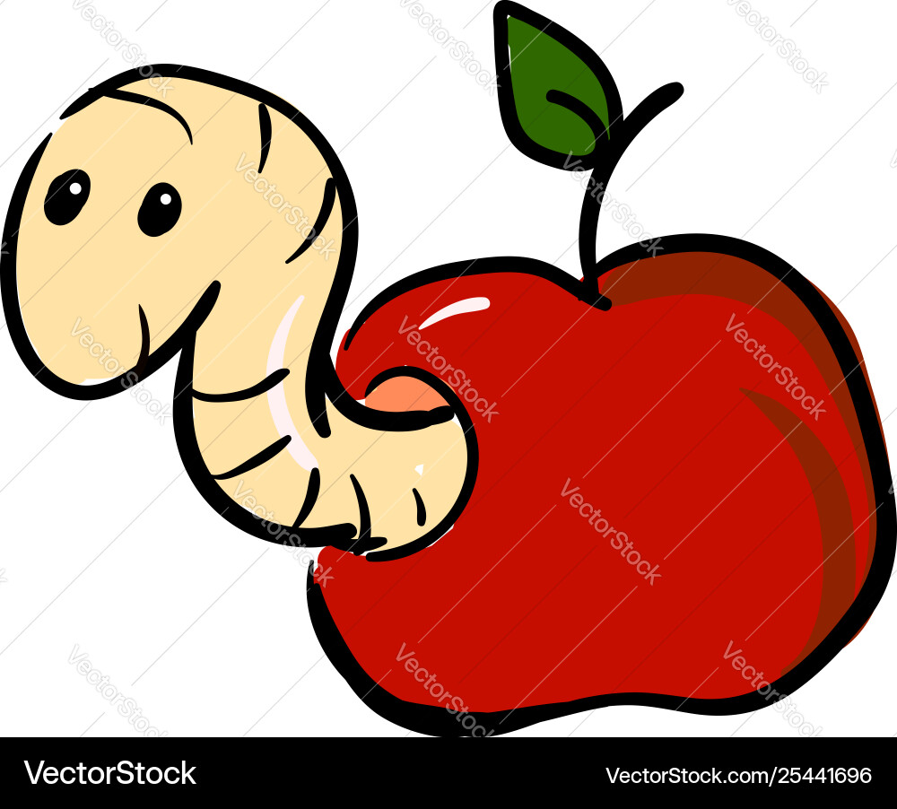 Learn How To Draw And Color Cute Cartoon Worm Eating Apple Free Wiggle ...