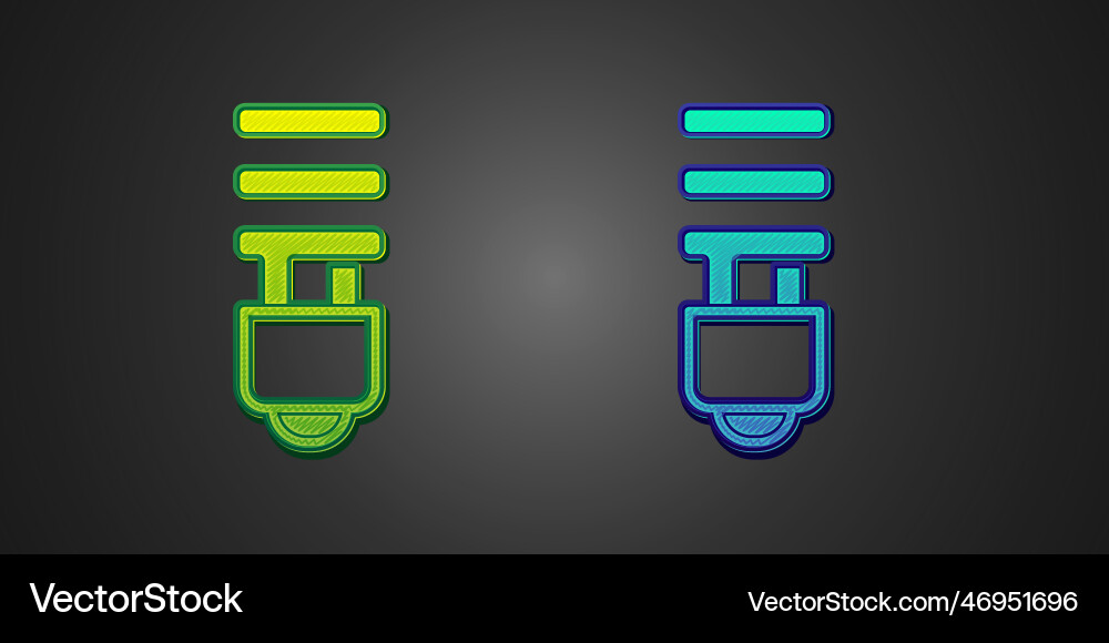 Green and blue led light bulb icon isolated on Vector Image