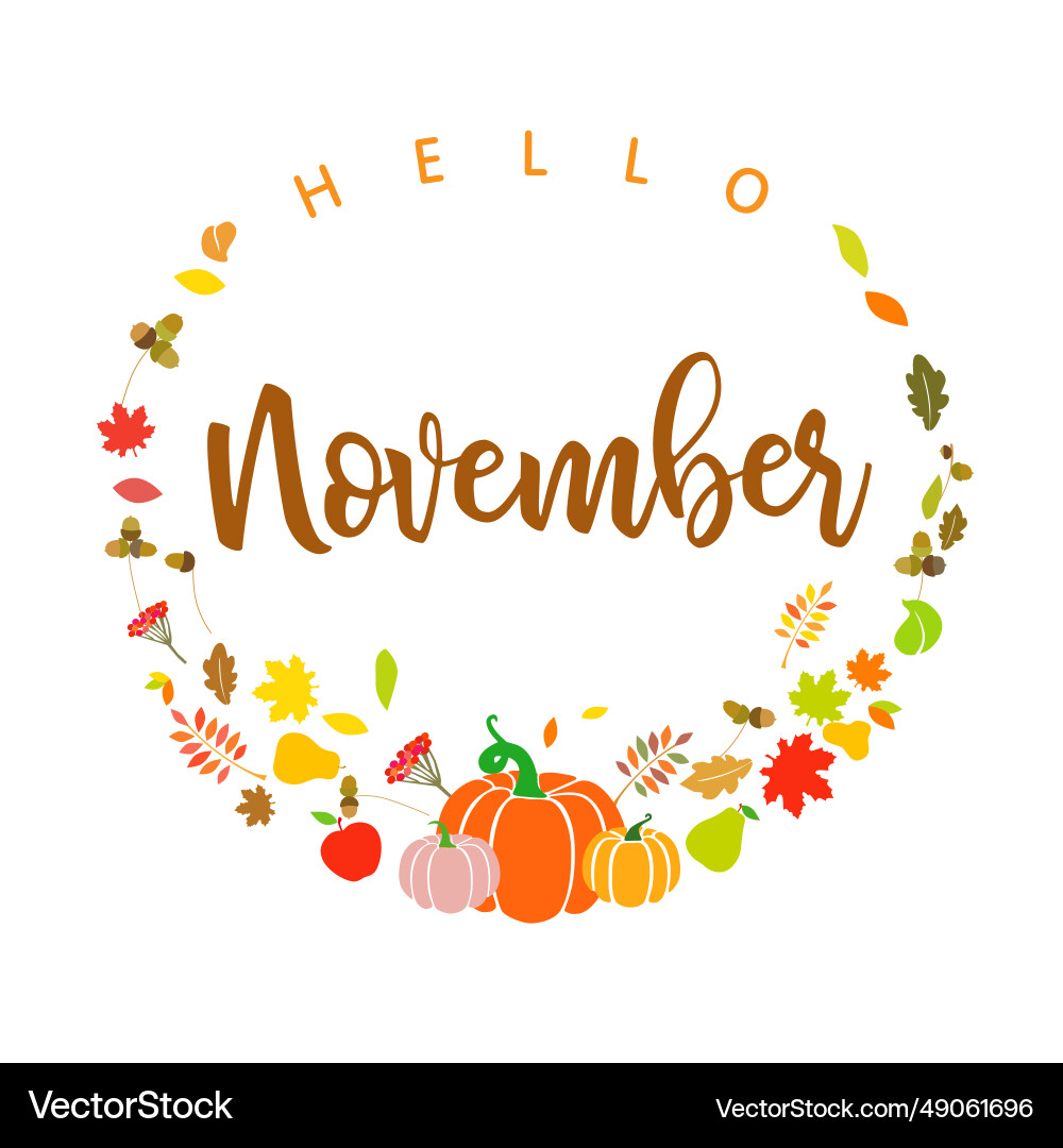 Hello november basket decor social media post Vector Image