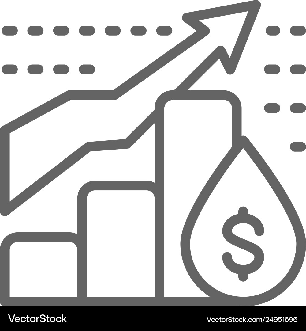 Oil price chart line icon Royalty Free Vector Image