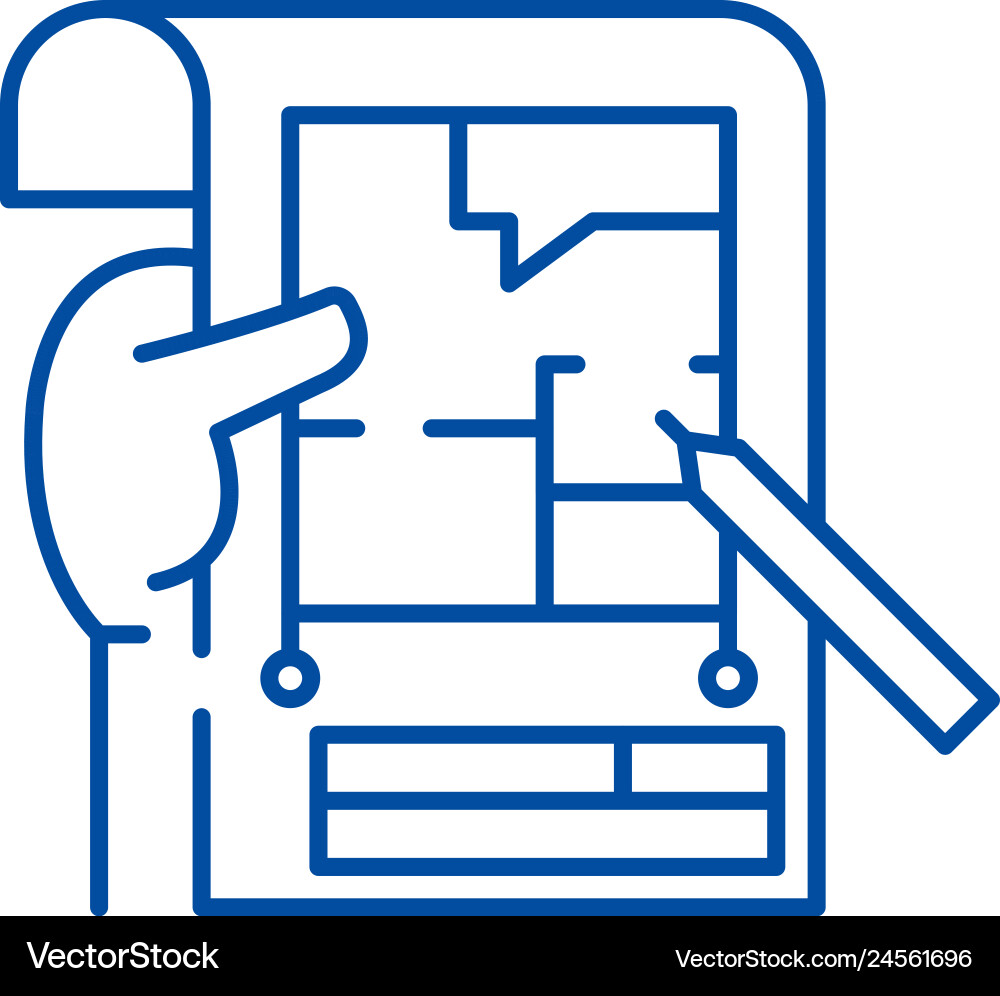 Planning line icon concept flat Royalty Free Vector Image