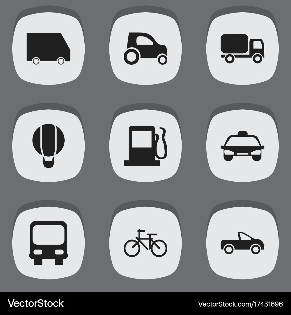 Set of 9 editable transportation icons includes Vector Image