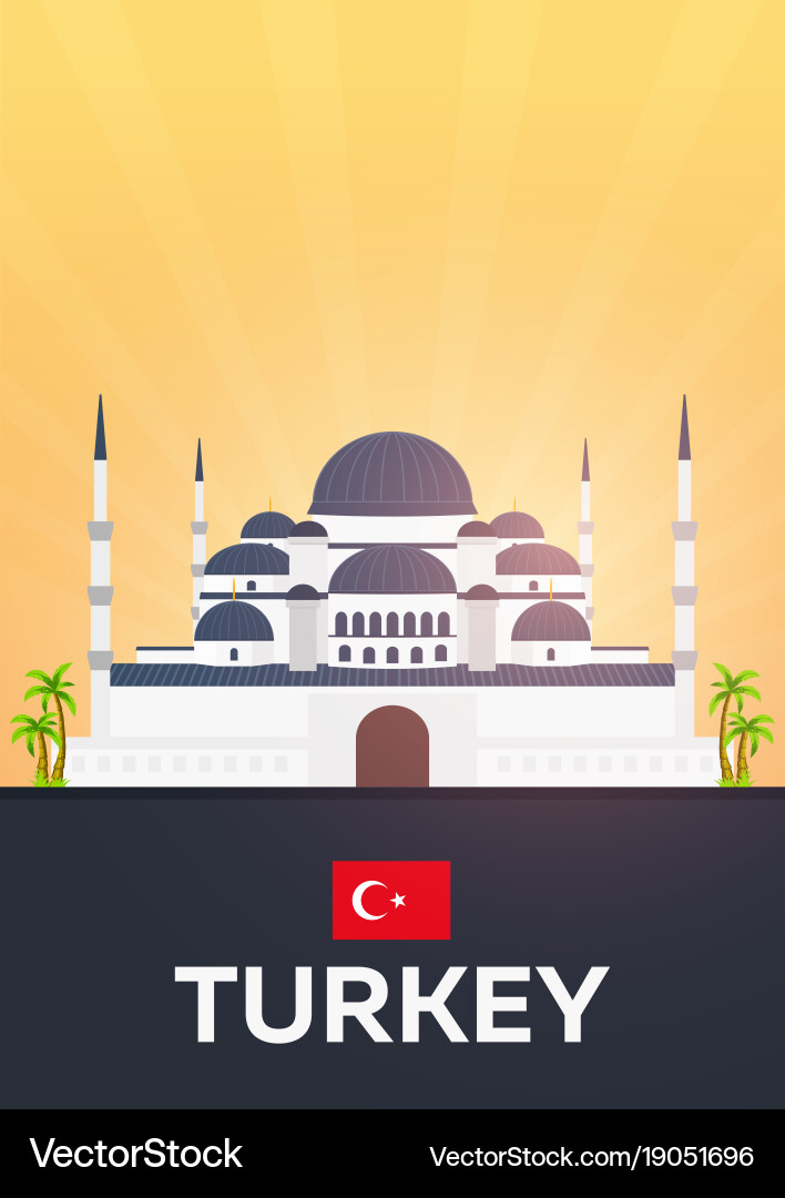 Travel poster to turkey flat Royalty Free Vector Image