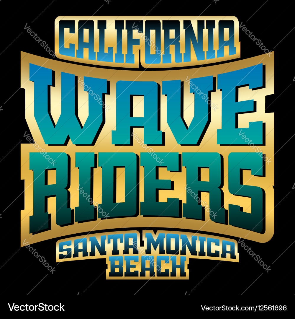 Wave riders t shirt typography graphics gold Vector Image