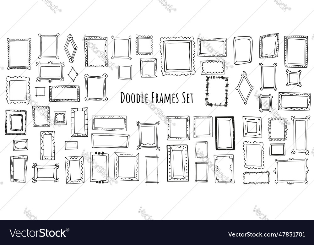Big set of hand drawn doodle frames squares Vector Image