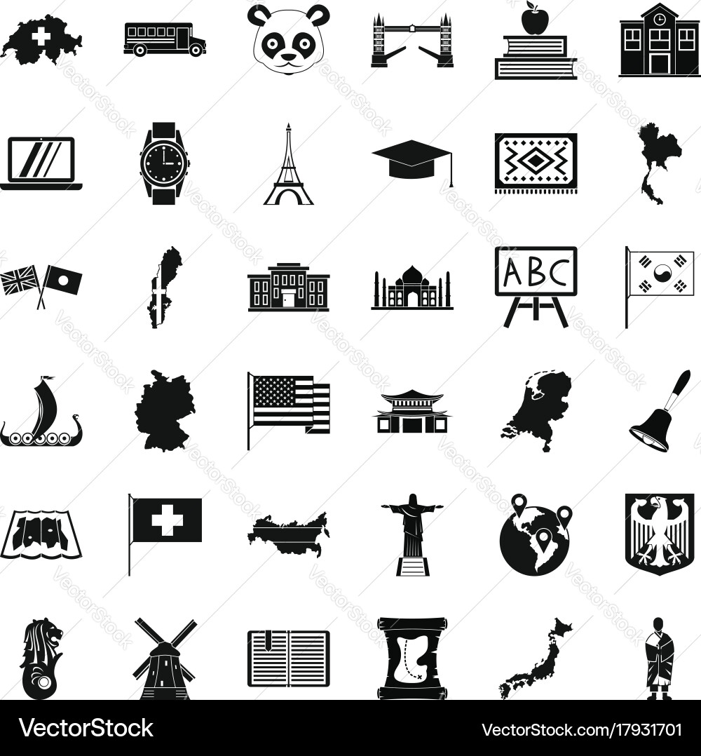 Cartography icons set simple style Royalty Free Vector Image