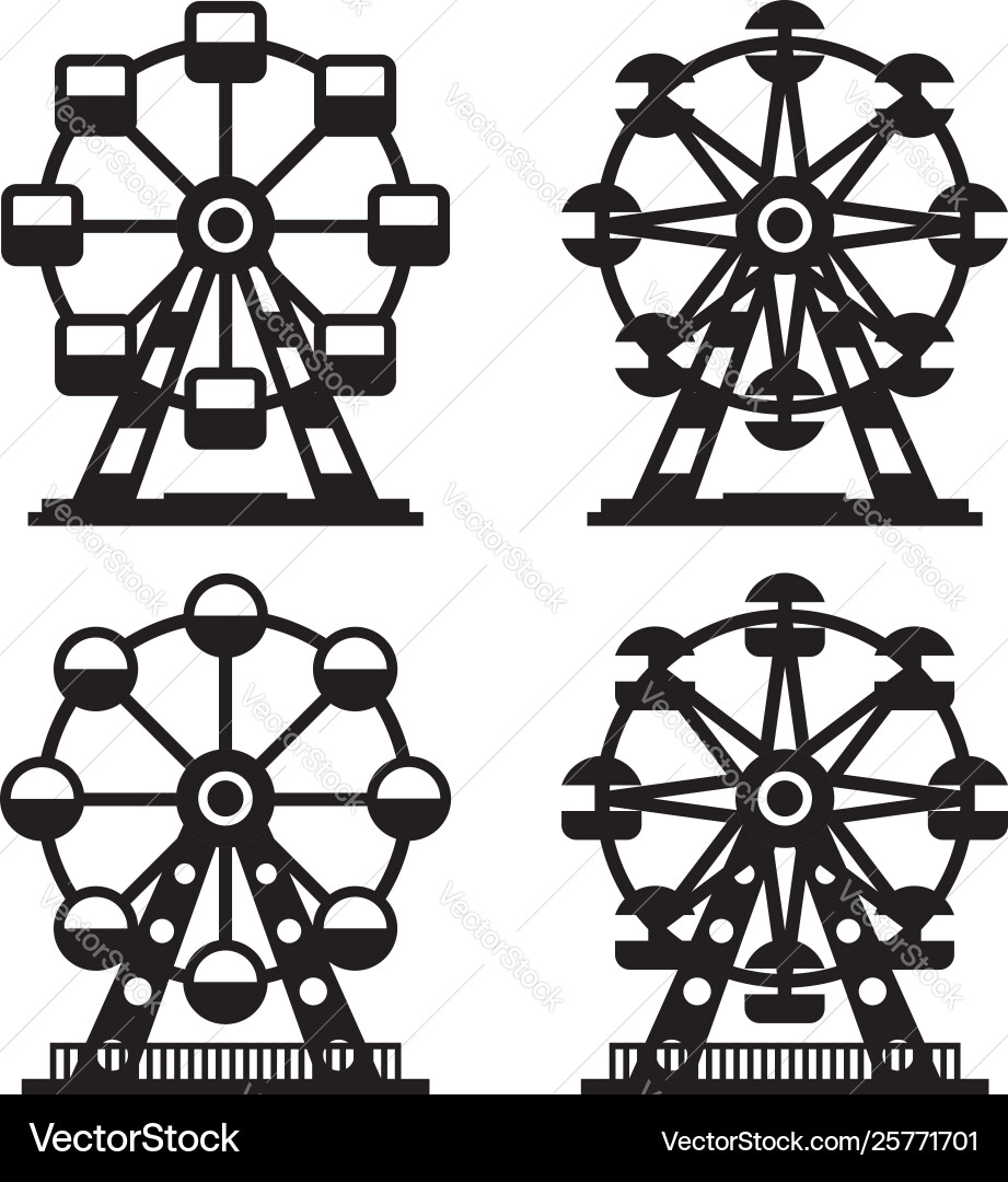 Collection park ferris wheels Royalty Free Vector Image