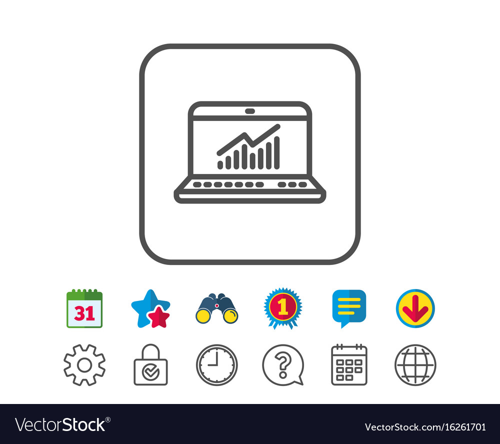 Data analysis and statistics line icon computer Vector Image