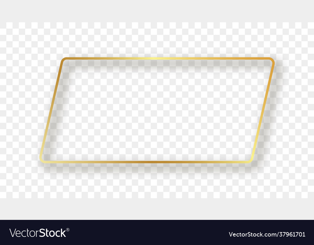 Gold glowing rounded rectangular shape frame Vector Image