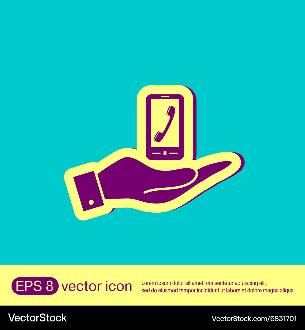 Hand holding a smartphone with the symbol Vector Image