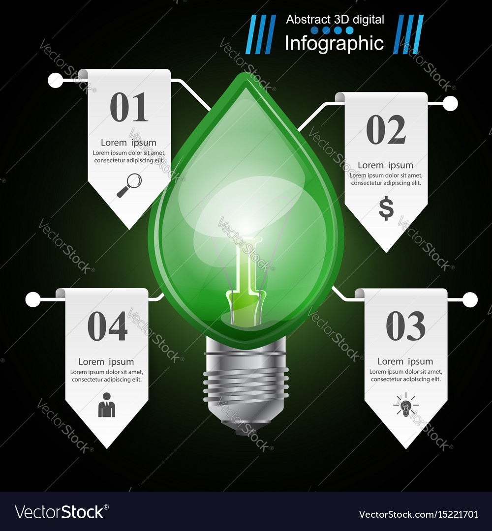 Infographic template eco bulb light leaf icon Vector Image