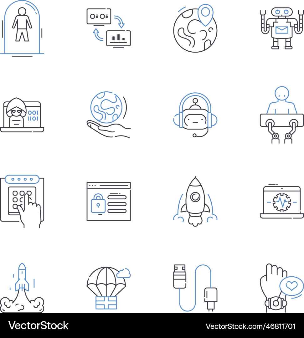 Intelligent machines line icons collection Vector Image