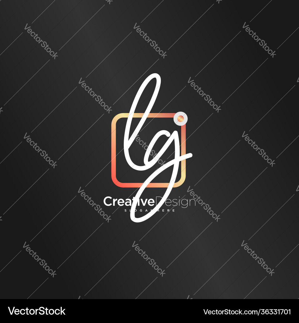 Lg initial letter handwriting logo art hand drawn Vector Image