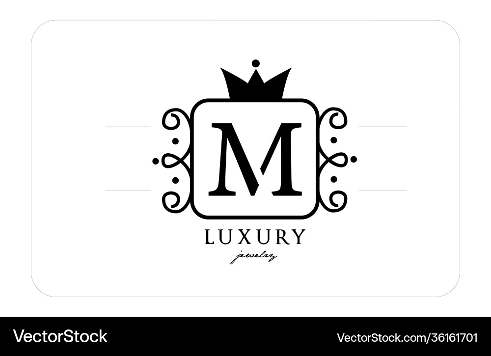 M simple monogram alphabet letter logo in black Vector Image