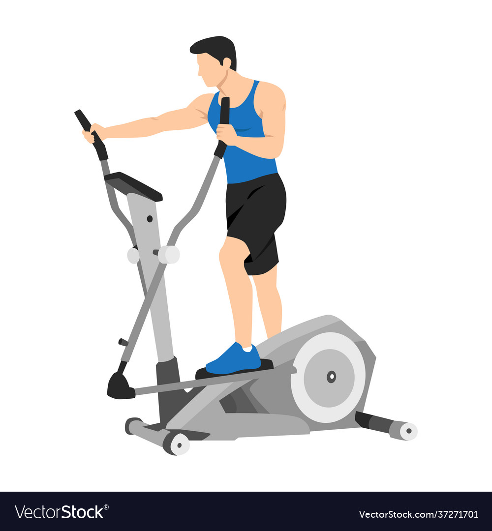 Man doing elliptical machine exercise Royalty Free Vector