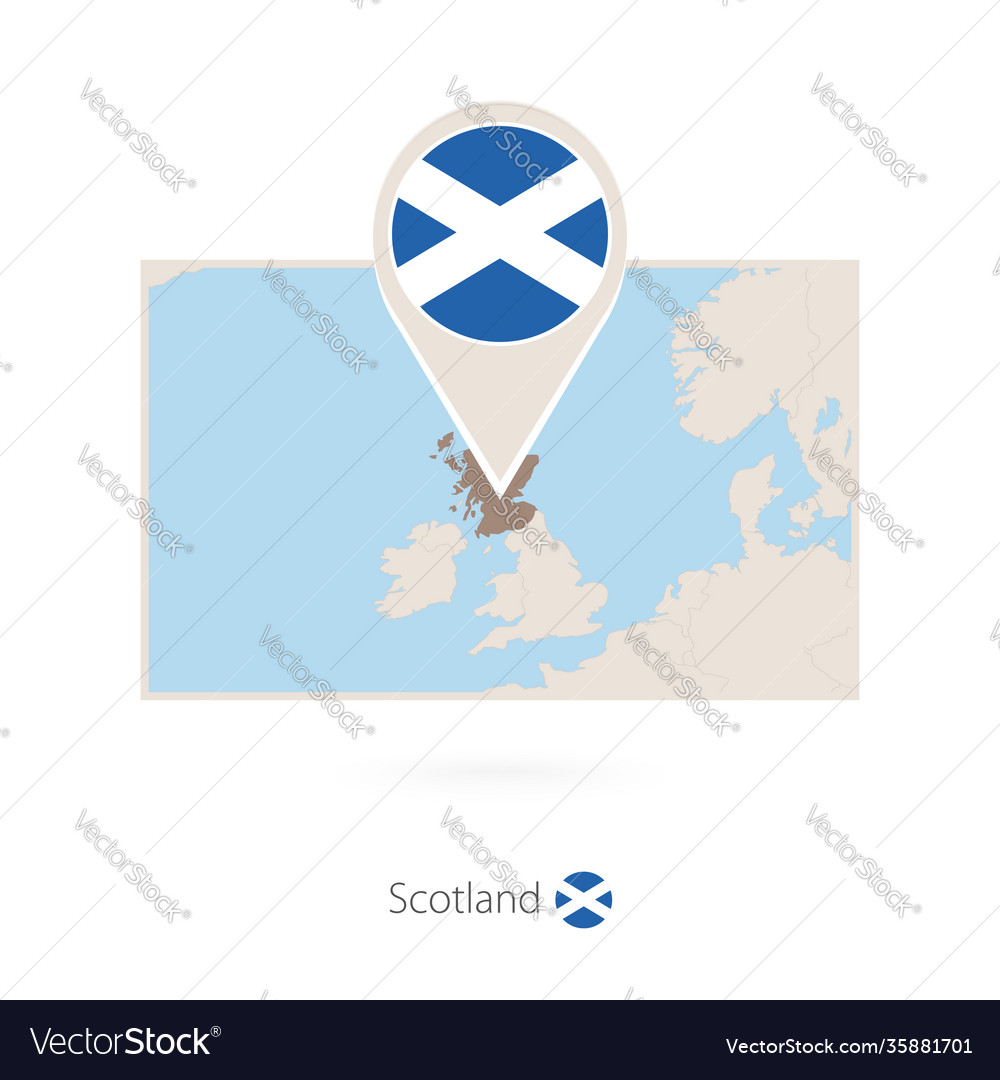 Rectangular map scotland with pin icon Royalty Free Vector