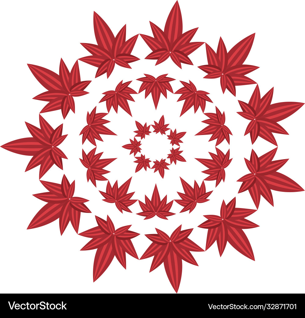 Red flowers garden circular decoration Royalty Free Vector