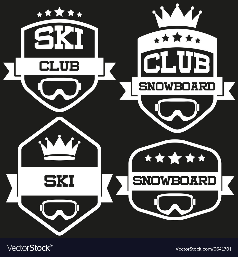 Set of vintage ski and snowboard club badge label Vector Image