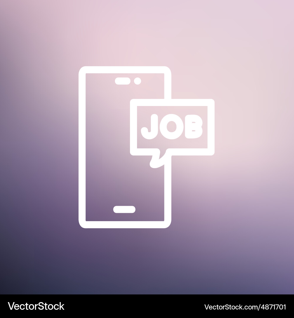 Smartphone with word job in a box thin line icon Vector Image