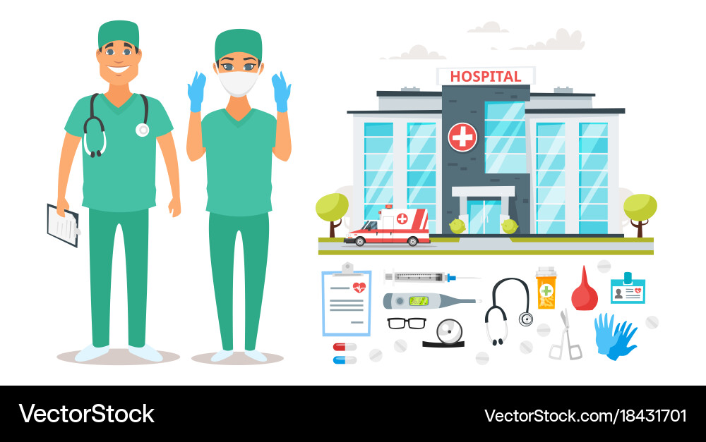 Surgeon man and woman characters Royalty Free Vector Image