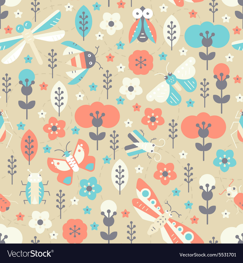 Vintage bug pattern Royalty Free Vector Image - VectorStock