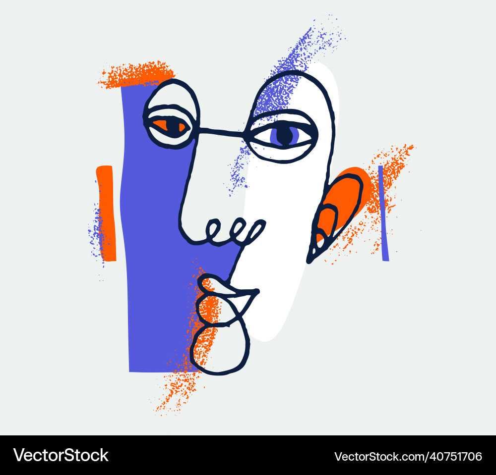 Abstract man face artwork modern trendy portrait Vector Image