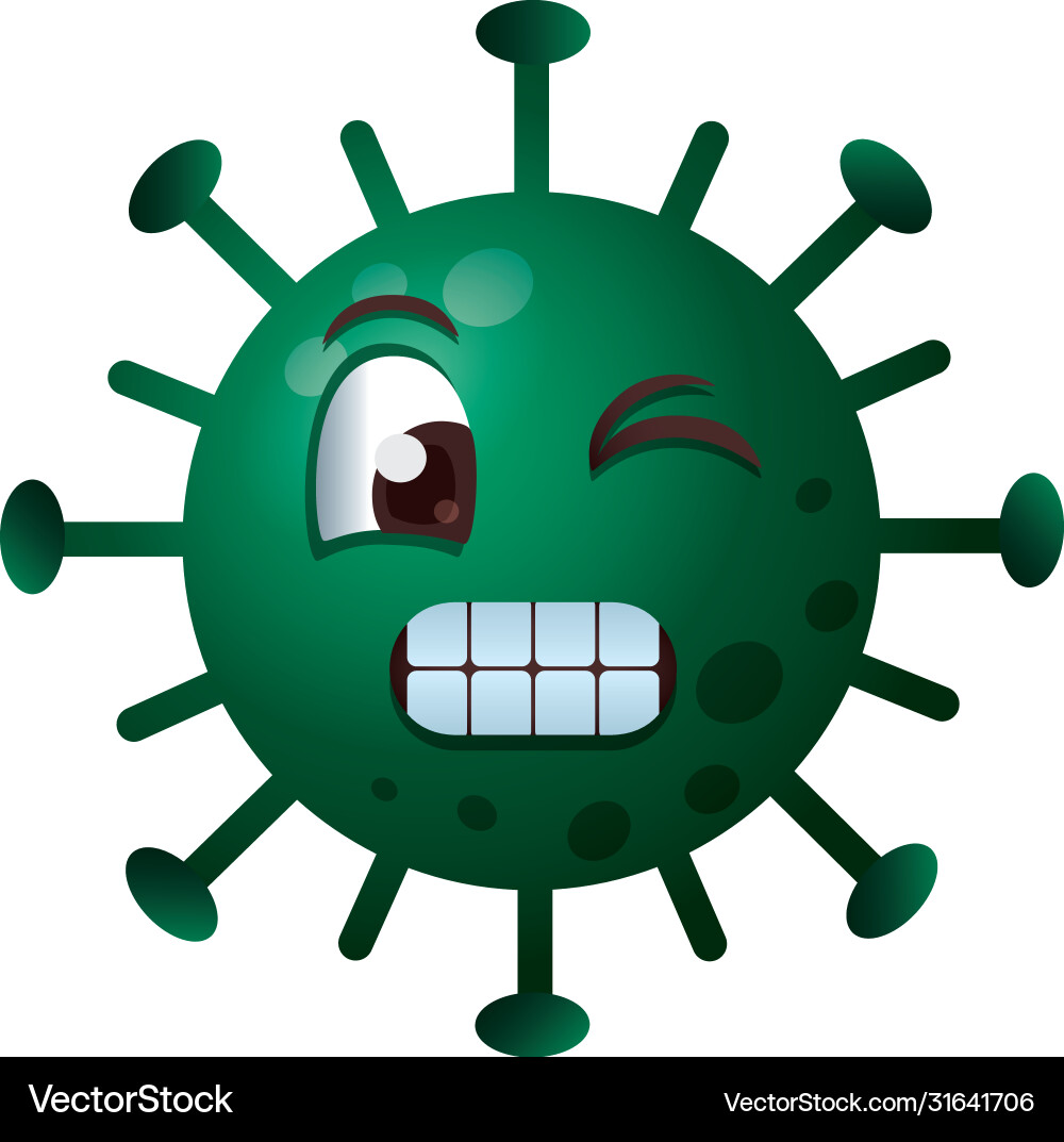 Covid19 particle angry emoticon character Vector Image