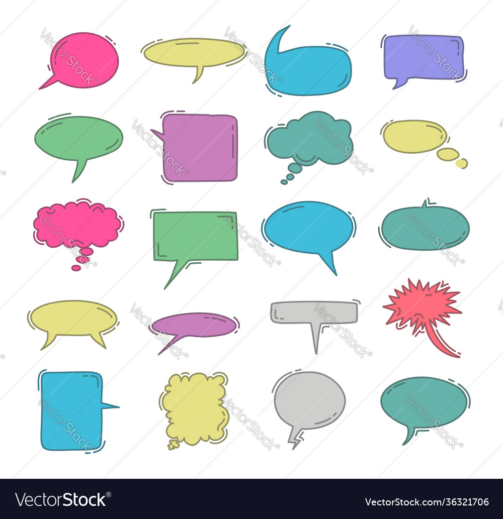 Cute speech bubble doodle set Royalty Free Vector Image